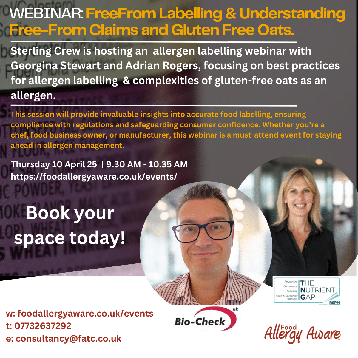 FreeFrom Labelling And Understanding Oats And Free-From Claims - Food ...